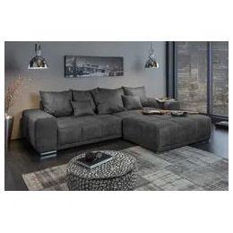 Riess Ambiente Big Sofa ELEGANCIA 285cm grau Microfaser XXL Couch inkl. Kissen Federkern