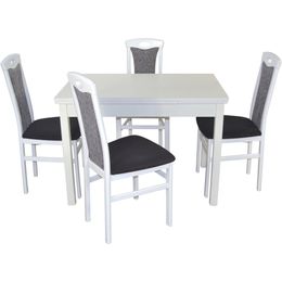 Essgruppe HOFMANN LIVING AND MORE "5tlg. Tischgruppe" Sitzmöbel-Sets Gr. B/H/T: 45 cm x 95 cm x 48 cm, Polyester, Ansteckplatten, weiß, schwarz (schwarz, schwarz, weiß) Essgruppen