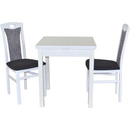 Essgruppe HOFMANN LIVING AND MORE "3tlg. Tischgruppe" Sitzmöbel-Sets Gr. B/H/T: 45 cm x 95 cm x 48 cm, Polyester, Ansteckplatten, weiß, schwarz (schwarz, schwarz, weiß) Essgruppen