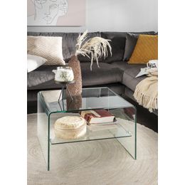 Couchtisch PAROLI "Willi" Tische Gr. B/H/T: 60 cm x 38 cm x 60 cm, farblos (klarglas, klarglas, klarglas) Glas-Couchtisch Couchtisch Glas-Couchtische