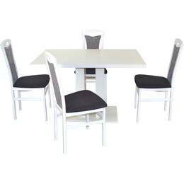 Essgruppe HOFMANN LIVING AND MORE "5tlg. Tischgruppe" Sitzmöbel-Sets Gr. B/H/T: 45 cm x 95 cm x 48 cm, Polyester, weiß, schwarz (schwarz, schwarz, weiß) Essgruppen