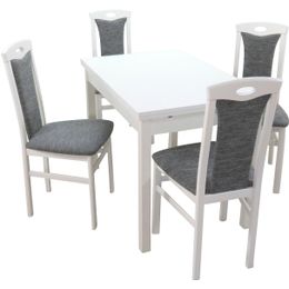 Essgruppe HOFMANN LIVING AND MORE "5tlg. Tischgruppe" Sitzmöbel-Sets Gr. B/H/T: 45 cm x 95 cm x 48 cm, Stoff, Ansteckplatten, grau (grau, grau, weiß) Essgruppen