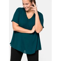 Tunika sheego "Große Größen" Gr. 40, grün (tiefgrün) Damen Tuniken kurzarm