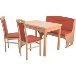 Essgruppe HOFMANN LIVING AND MORE "4tlg. Tischgruppe" Sitzmöbel-Sets Gr. B/H/T: 45 cm x 95 cm x 48 cm, Stoff, Ansteckplatten, orange (terra, terra, buche, nachbildung) Essgruppen