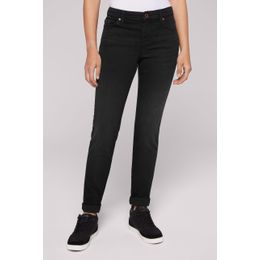 Slim-fit-Jeans SOCCX Gr. 34, Länge 32, schwarz Damen Jeans Röhrenjeans