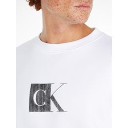 Sweatshirt Calvin Klein Jeans "OUTLINE MONOLOGO CREW NECK" Gr. L, weiß (bright white) Herren Sweatshirts