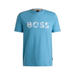T-Shirt BOSS Orange "Te_Bossocean" Gr. 4XL, blau (open blue486) Herren Shirts T-Shirts
