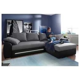 Jockenhöfer Ecksofa JOCKENHÖFER GRUPPE "Basel L-Form" Sofas Gr. B/H/T: 278cm x 84cm x 180cm, Kunstleder SOFTLUX-Struktur, Ottomane beidseitig montierbar, schwarz inklusive LED-Beleuchtung, mit Bettfunktion und Bettkasten