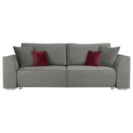 3-Sitzer Inosign "Beatrice Schlafsofa" Sofas Gr. B/H/T: 250cm x 92cm x 107cm, Samtoptik, mit Bettfunktion-mit Bettkasten-Liegefläche 197cm, grau wahlweise auch mit Bettfunktion und Bettkasten, incl. 2 Zierkissen