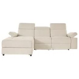 Ecksofa Places of Style "Kilado, L-Form" Sofas Gr. B/H/T: 259cm x 98cm x 163cm, Struktur fein, Recamiere links, manuelle Relaxfunktion auf Seite gegenüber der Recamiere, beige (creme) mit Relaxfunktion, verstellbarer Armlehne, Kopfteilverstellung