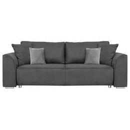 3-Sitzer Inosign "Beatrice Schlafsofa" Sofas Gr. B/H/T: 250 cm x 92 cm x 107 cm, Luxus-Microfaser Lederoptik, mit Bettfunktion-mit Bettkasten-Liegefläche 197 cm, grau (anthrazit) wahlweise auch mit Bettfunktion und Bettkasten, incl. 2 Zierkissen