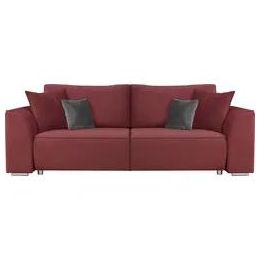 3-Sitzer Inosign "Beatrice Schlafsofa" Sofas Gr. B/H/T: 250cm x 92cm x 107cm, Samtoptik, ohne Bettfunktion-ohne Bettkasten, rot wahlweise auch mit Bettfunktion und Bettkasten, incl. 2 Zierkissen