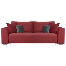 3-Sitzer Inosign "Beatrice Schlafsofa" Sofas Gr. B/H/T: 250 cm x 92 cm x 107 cm, Samtoptik, mit Bettfunktion-mit Bettkasten-Liegefläche 197 cm, rot wahlweise auch mit Bettfunktion und Bettkasten, incl. 2 Zierkissen