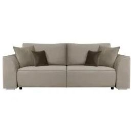 3-Sitzer Inosign "Beatrice Schlafsofa" Sofas Gr. B/H/T: 250cm x 92cm x 107cm, Samtoptik, ohne Bettfunktion-ohne Bettkasten, beige wahlweise auch mit Bettfunktion und Bettkasten, incl. 2 Zierkissen