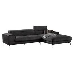 Ecksofa W.Schillig "piedroo" Sofas Gr. B/H/T: 303cm x 70cm x 193cm, Stoff S37, Longchair rechts, mit Kopfteilverstellung-ohne Sitztiefenverstellung, grau (anthracite s37) Kopfteilverstellung, wahlweise mit Sitztiefenverstellung, Breite 303cm