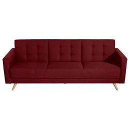 3-Sitzer Max Winzer "Julius Kippcouch mit komfortablem Federkern, klassisch und modern" Sofas Gr. B/H/T: 224 cm x 81 cm x 83 cm, Strukturwebstoff 16523, rot Schlafsofa, inklusive Bettfunktion & Bettkasten, Breite 224 cm