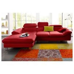 Ecksofa COTTA "Driver L-Form" Sofas Gr. B/H/T: 268cm x 73cm x 169cm, Luxus-Kunstleder, Recamiere links, mit Kopfteilverstellung-mit Bettfunktion und Bettkasten, rot inkl. Kopfteilverstellung, wahlweise mit Bettfunktion