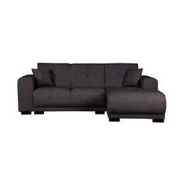 Ecksofa Home Affaire "Langeland L-Form" Sofas Gr. B/H/T: 234cm x 85cm x 163cm, Samtoptik, Recamiere rechts, schwarz incl. 2 Zierkissen, Recamiere wahlweise links oder rechts