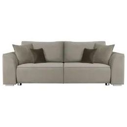 3-Sitzer Inosign "Beatrice Schlafsofa" Sofas Gr. B/H/T: 250cm x 92cm x 107cm, Samtoptik, mit Bettfunktion-mit Bettkasten-Liegefläche 197cm, beige wahlweise auch mit Bettfunktion und Bettkasten, incl. 2 Zierkissen