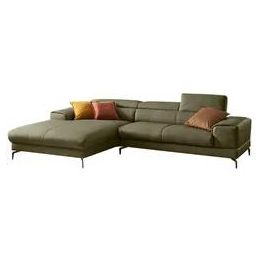 Ecksofa W.Schillig "piedroo" Sofas Gr. B/H/T: 303cm x 70cm x 193cm, Longlife Xtra-Leder Z69, Longchair links, mit Kopfteilverstellung-ohne Sitztiefenverstellung, grün (camouflage z69) Ecksofa Kopfteilverstellung, wahlweise mit Sitztiefenverstellung, Breite 303cm