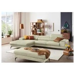 Ecksofa W.Schillig "piedroo" Sofas Gr. B/H/T: 343cm x 70cm x 193cm, Stoff S37, Longchair links, mit Kopfteilverstellung-mit motorischer Sitztiefenverstellung, beige (sahara s37) Kopfteilverstellung, wahlweise mit Sitztiefenverstellung, Breite 343cm