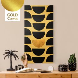 Bilderwelten Leinwandbild Gold Geometrischer Halbkreis II - Wandbilder XXL Print Abstrakt Kunstdruck Muster Wohnzimmer Schlafzimmer Bad Badezimmer Küche Flur