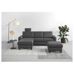 Ecksofa Home Affaire "Summer L-Form" Sofas Gr. B/H/T: 249 cm x 91 cm x 164 cm, Breitcord, Recamiere links, ohne Bettfunktion-ohne Bettkasten-mit Federkern, grau mit Recamiere, oder ohne Bettfunktion und Bettkasten, Cord-Bezug