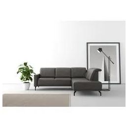 Sit & More Ecksofa SIT & MORE "Bailando L-Form" Sofas Gr. B/H/T: 249cm x 84cm x 205cm, Luxus-Microfaser mit Prägung, Ottomane rechts, mit Kopfteilverstellung, grau (anthrazit) wahlweise mit Kopfteilverstellung und Vorziehsitz, motorisch