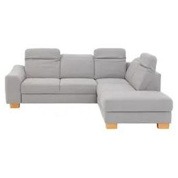 Ecksofa Home Affaire "Dundee L-Form" Sofas Gr. B/H/T: 263cm x 86cm x 219cm, Struktur fein, Ottomane rechts, mit Bettfunktion-mit Stauraum-mit Kopfteilverstellung, grau wahlweise mit Kopfteilverstellung und zusätzlich Bettfunktion