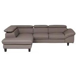 Ecksofa Home Affaire "Pilot L-Form" Sofas Gr. B/H/T: 266cm x 73cm x 108cm, Kunstleder SOFTLUX, Ottomane links, mit Kopfteilverstellung-mit Bettfunktion-mit Bettkasten, grau (elephant)