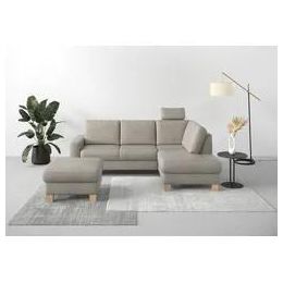 Ecksofa Home Affaire "Summer L-Form" Sofas Gr. B/H/T: 236 cm x 91 cm x 170 cm, Feincord, Ottomane rechts, ohne Bettfunktion-ohne Bettkasten-mit Federkern, grau (steel) mit Ottomane, wahlweise Bettfunktion und Bettkasten, Cord-Bezug