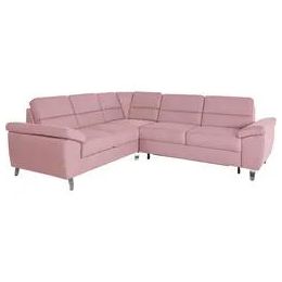 Sit & More Ecksofa SIT & MORE "Sorano L-Form" Sofas Gr. B/H/T: 249cm x 88cm x 229cm, Struktur fein, langer Schenkel rechts, mit Bettfunktion-mit Bettkasten, rosa (altrosa) wahlweise mit Bett- und Relaxfunktion, inkl. Bettkasten