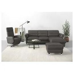 Sit & More Ecksofa SIT & MORE "Grenoble L-Form mit Federkern", grau (anthrazit), B:251cm H:85cm T:161cm, Sofas, wahlweise mit Bettfunktion, Bettkasten, Arm- und Kopfteilverstellung