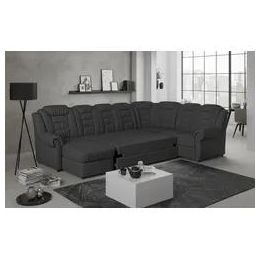 Wohnlandschaft Home Affaire "Boston U-Form" Sofas Gr. B/H/T: 333 cm x 102 cm x 216 cm, Kunstleder SOFTLUX, langer Schenkel rechts-Recamiere links-Bettfunktion links, Mit Bettfunktion-mit Schubkasten, schwarz (black) Gemütliche Wohnlandschaft mit hoher Rückenlehne in klassischem Design