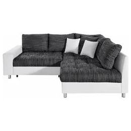 Ecksofa MR. COUCH "Tobi L-Form" Sofas Gr. B/H/T: 226cm x 75cm x 105cm, Luxus-Kunstleder-Struktur, Ottomane rechts, ohne Bettfunktion, schwarz-weiß (weiß/schwarz-grau) wahlweise mit Kaltschaum (140kg BelastungSitz) und Bettfunktion