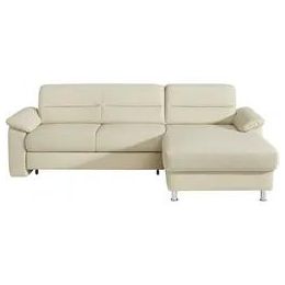 Sit & More Ecksofa SIT & MORE "Ascara L-Form" Sofas Gr. B/H/T: 251cm x 85cm x 165cm, Kunstleder SOFTLUX, Recamiere rechts, mit Bettfunktion, beige (creme) inklusive BoxspringFederkern-Polsterung, wahlweise mit Bettfunktion