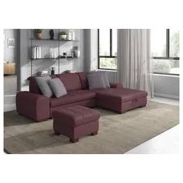 Sit & More Ecksofa SIT&MORE "Luxor L-Form" Sofas Gr. B/H/T: 275 cm x 82 cm x 173 cm, Luxus-Microfaser ALTARA NUBUCK, mega-Recamiere rechts, ohne Bettfunktion-ohne Bettkasten-ohne Kopfteilverstellung, lila (aubergine) wahlweise mit Bettfunktion, Bettkasten und Kopfteilverstellung