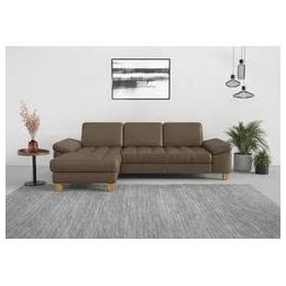 Sit & More Ecksofa SIT & MORE "Westham L-Form" Sofas Gr. B/H/T: 275cm x 88cm x 172cm, Microfaser, Recamiere links, ohne Bettfunktion-ohne Bettkasten-ohne Armlehnfunktion-ohne Sitztiefenverstellung, braun (coffee) mit Recamiere, oder ohne Bettfunktion, Bettkasten, Füße Eiche