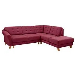 Ecksofa Home Affaire "Trondheim L-Form" Sofas Gr. B/H/T: 260cm x 89cm x 90cm, Luxus-Microfaser ALTARA NUBUCK, Ottomane rechts, mit Bettfunktion-mit Stauraum, rot (dunkel rot) mit Federkern