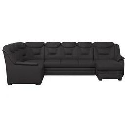 Wohnlandschaft COTTA "Marcus U-Form" Sofas Gr. B/H/T: 330 cm x 99 cm x 211 cm, Kunstleder SOFTLUX, Recamiere rechts-langer Schenkel links, Ohne Bettfunktion-ohne Schubkasten, schwarz (black) Bequeme Wohnlandschaft in klassischem Design mit hoher Rückenlehne