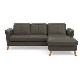 Sit & More Ecksofa SIT & MORE "Romero L-Form" Sofas Gr. B/H/T: 245cm x 91cm x 178cm, Luxus-Microfaser Lederoptik, Recamiere rechts, ohne Federkern-mit Kopfteilverstellung-mit Bettfunktion-ohne Bettkasten-mit motorische Relaxfunktion, grau (anthrazit) wahlweise mit oder ohne Relax-Funktion, Bettfunktion, Bettkasten