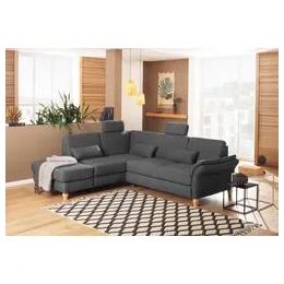 Ecksofa Home Affaire "Palace L-Form" Sofas Gr. B/H/T: 259 cm x 89 cm x 225 cm, Struktur, Ottomane links, ohne Bettfunktion-ohne Stauraum, grau incl. Sitztiefenverstellung, wahlweise mit Bettfunktion und Stauraum