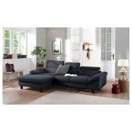 Ecksofa Home Affaire "Pilot L-Form" Sofas Gr. B/H/T: 268cm x 73cm x 108cm, Struktur, Recamiere links, mit Kopfteilverstellung-mit Bettkasten-mit Bettfunktion, schwarz wahlweise mit Bettfunktion und Bettkasten