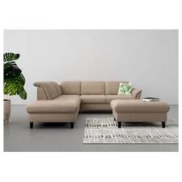 Sit & More Ecksofa SIT & MORE "Maggiore L-Form" Sofas Gr. B/H/T: 261cm x 88cm x 224cm, Soft clean, Ottomane links, ohne Kopfteilverstellung-ohne Bettfunktion-ohne Stauraum-Fussfarbe: schwarz matt, grau (taupe) wahlweise mit Kopfteilverstellung, Bettfunktion und Stauraum