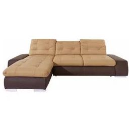 Sit & More Ecksofa SIT & MORE "Palomino L-Form", braun (mokka, cappuccino), B:284cm H:84cm T:109cm, Kunstleder SOFTLUX/Struktur (100% Polyester), Kunstleder SOFTLUX/Feinstruktur (100% Polyester), Kunstleder SOFTLUX/ NaturLEDER (echtes Rindsleder), Sofas, wahlweise XL oder XXL und mit Bettfunktion