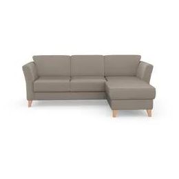 Sit & More Ecksofa SIT & MORE "Visby L-Form" Sofas Gr. B/H/T: 248cm x 87cm x 162cm, Chenille, Recamiere rechts, ohne Bettfunktion-ohne Bettkasten, braun (latte) Wahlweise mit Bettfunktion und Bettkasten, frei im Raum stellbar