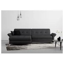 Ecksofa Inosign "Maredo L-Form" Sofas Gr. B/H/T: 284 cm x 89 cm x 179 cm, Luxus-Microfaser weich, mega-Recamiere links, mit Kopfteilverstellung, mit Armteilfunktion, mit Vorziehsitz motorisch und mit Bettkasten, grau (anthrazit) Federkern, wahlweise auch mit Kopfteil- und Armlehnverstellung