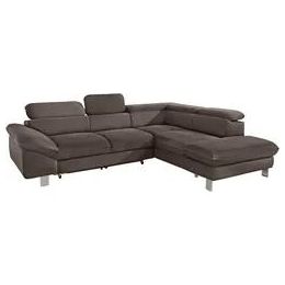 Ecksofa COTTA "Driver L-Form" Sofas Gr. B/H/T: 266cm x 73cm x 214cm, Chenille, Ottomane rechts, mit Kopfteilverstellung-mit Bettfunktion und Bettkasten, braun (espresso) mit Kopfteilverstellung, wahlweise Bettfunktion