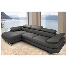 Ecksofa Inosign "Solution L-Form" Sofas Gr. B/H/T: 270cm x 73cm x 167cm, Kunstleder SOFTLUX, mit Bettfunktion, Recamiere links, grau wahlweise mit Bettfunktion