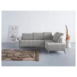 Ecksofa Inosign "Fresh L-Form", grau (hellgrau), B:260cm H:79cm T:220cm, 100% Polyester, Sofas, Federkern, wahlweise Kopfteilverstellung und motorischer Vorziehsitz